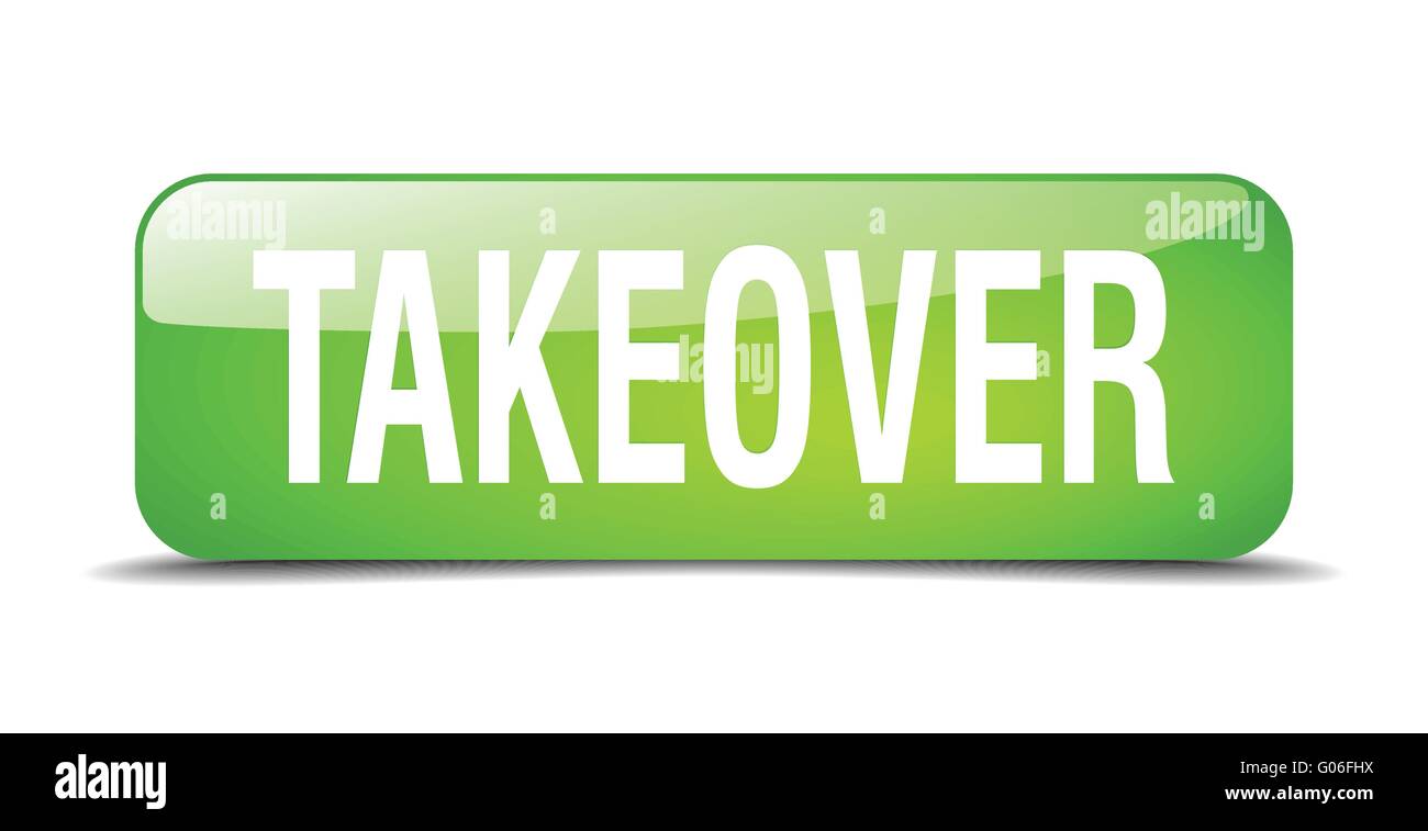 takeover green square 3d realistic isolated web button Stock Vector ...