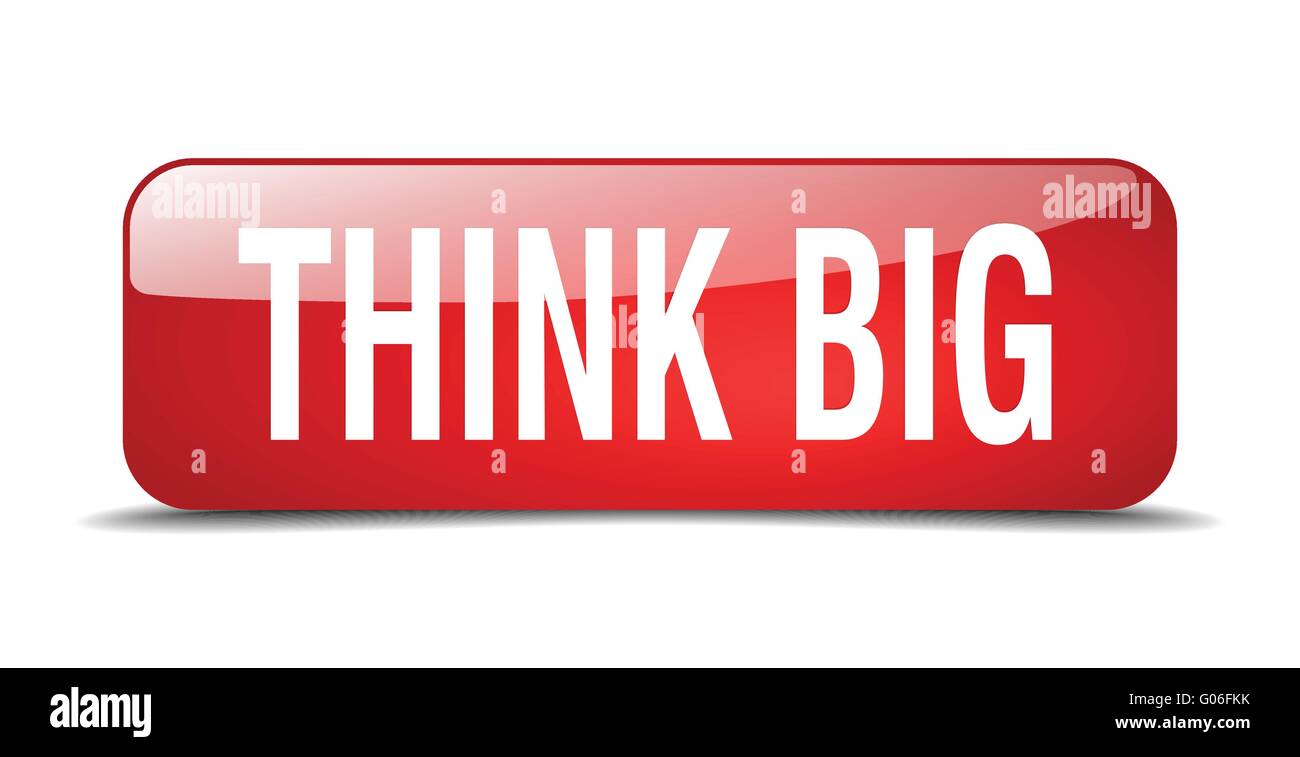 think big red square 3d realistic isolated web button Stock Vector ...