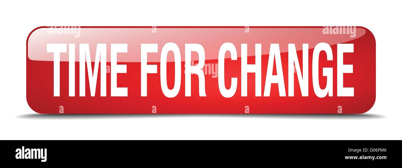 time for change red square 3d realistic isolated web button Stock ...