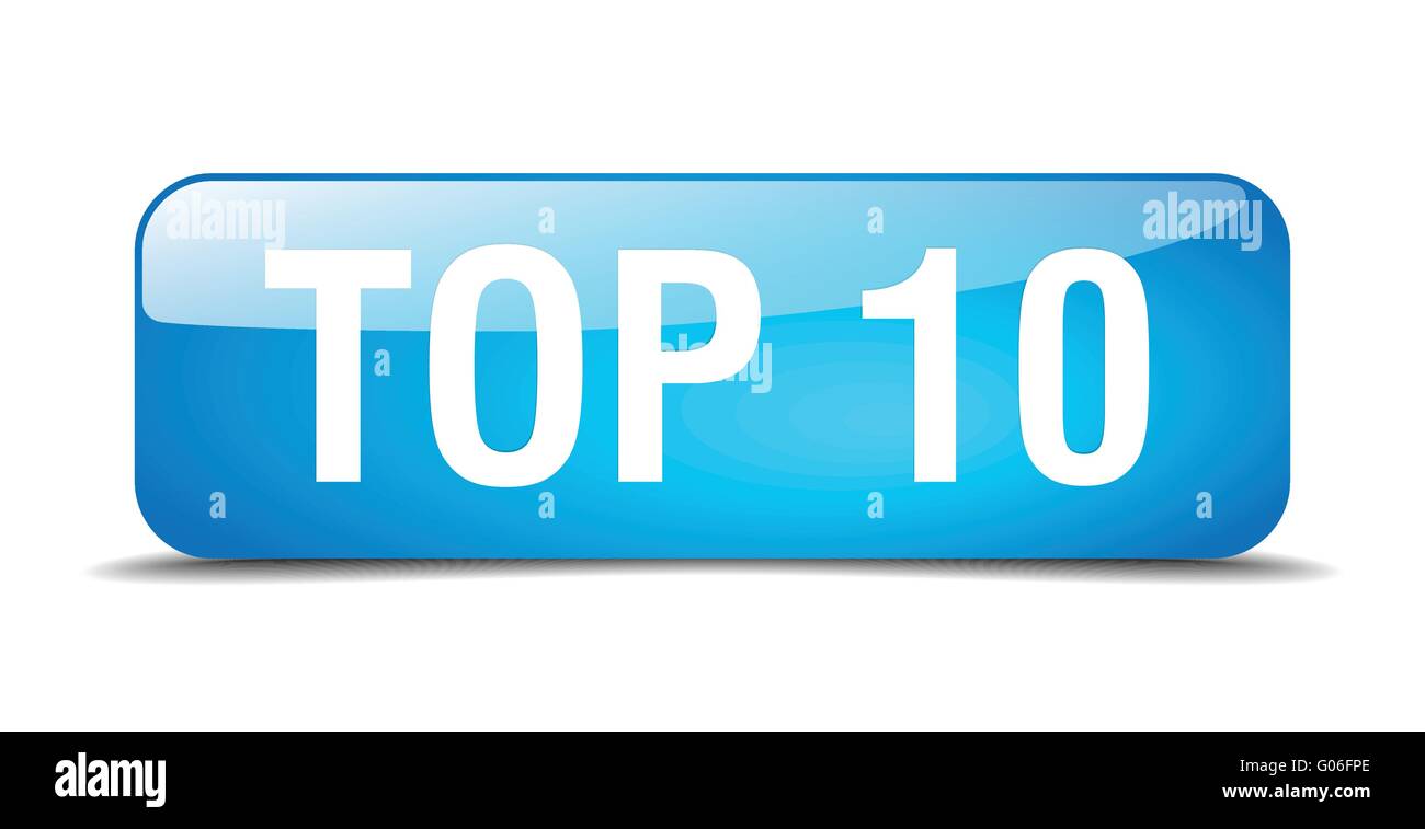 top 10 blue square 3d realistic isolated web button Stock Vector Image ...