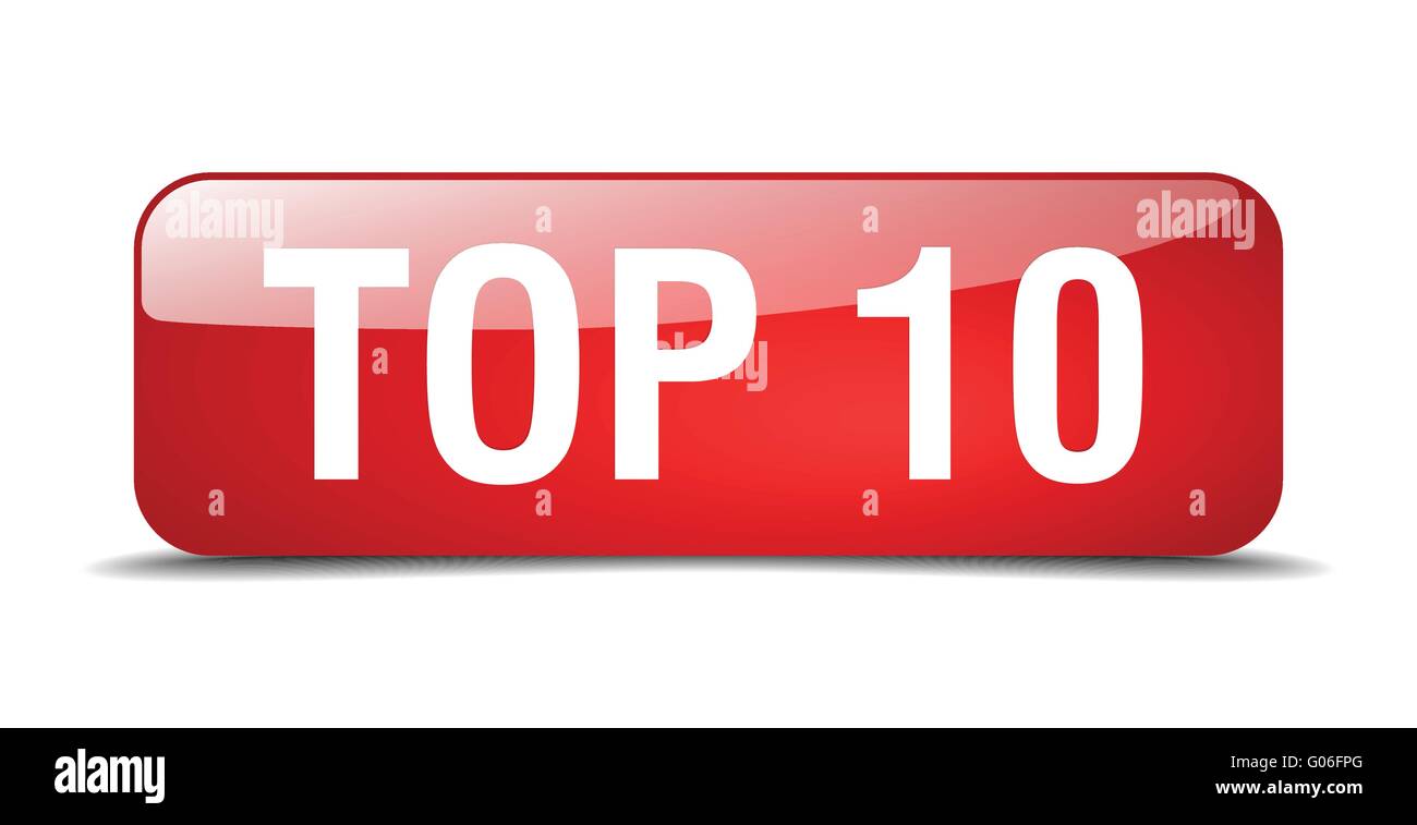 top 10 red square 3d realistic isolated web button Stock Vector Image ...