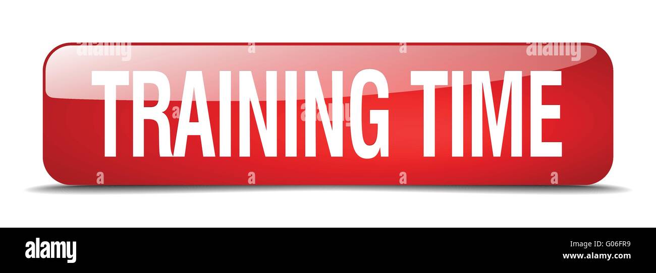 training time red square 3d realistic isolated web button Stock Vector ...