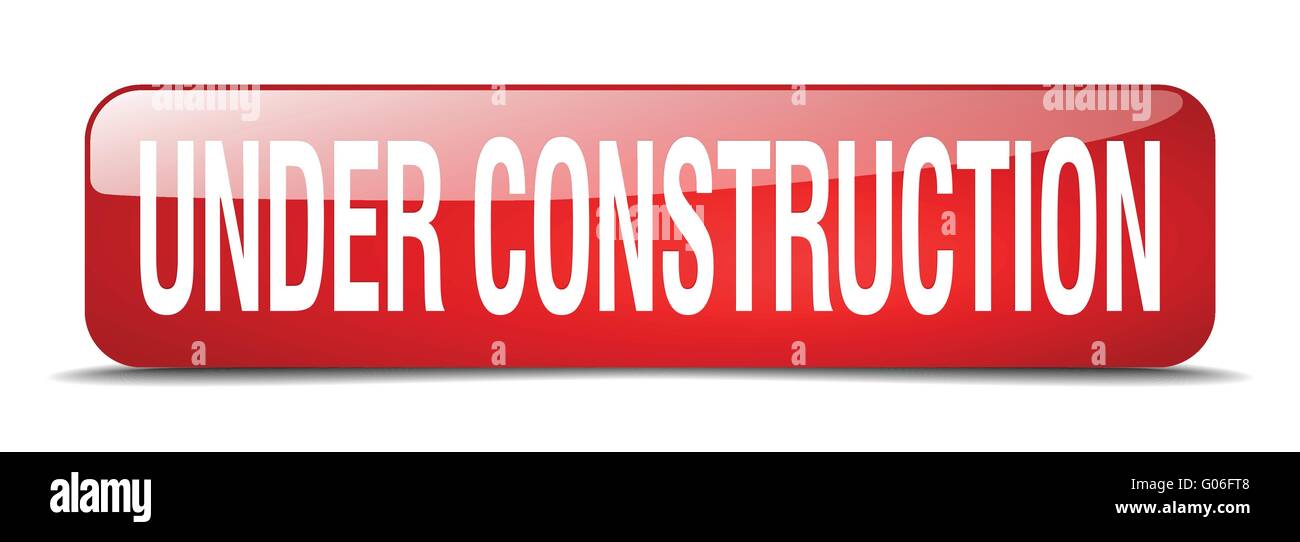 under construction red square 3d realistic isolated web button Stock ...