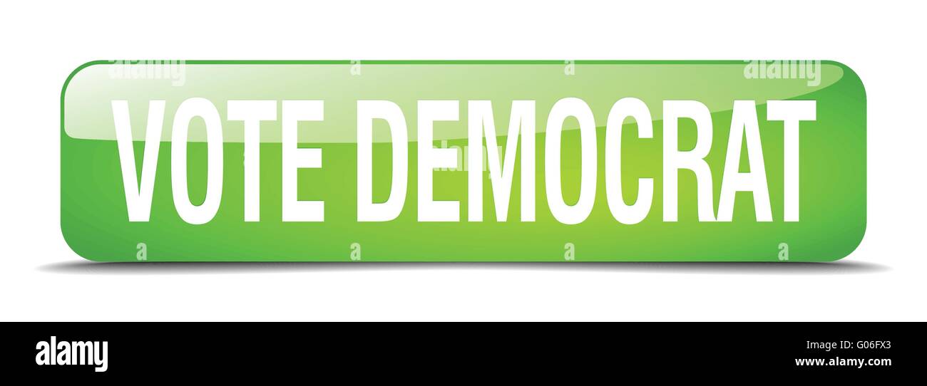 vote democrat green square 3d realistic isolated web button Stock ...