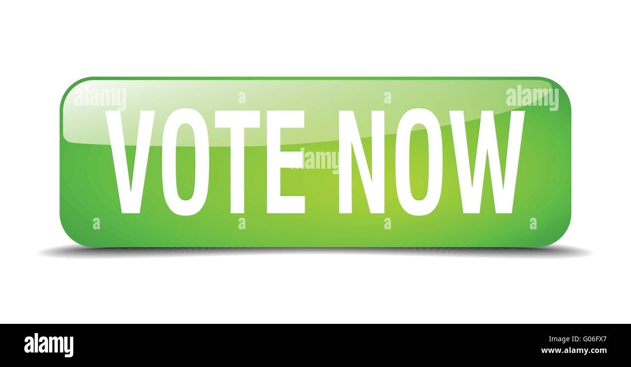 vote now green square 3d realistic isolated web button Stock Vector ...