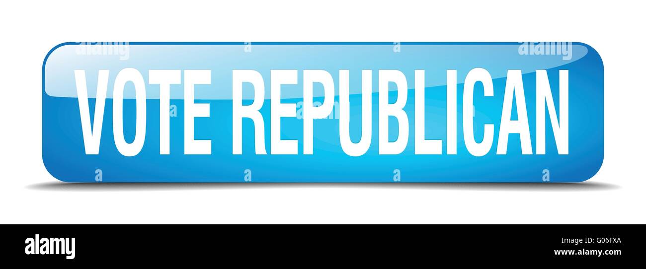vote republican blue square 3d realistic isolated web button Stock ...