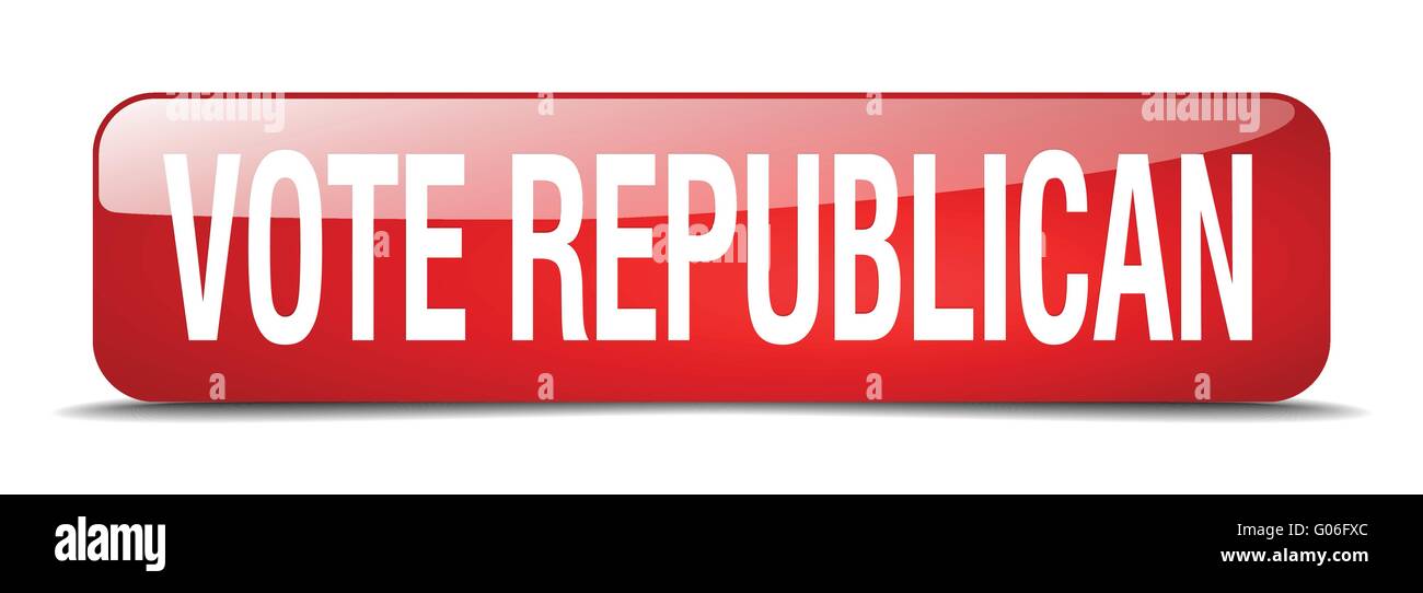 vote republican red square 3d realistic isolated web button Stock ...