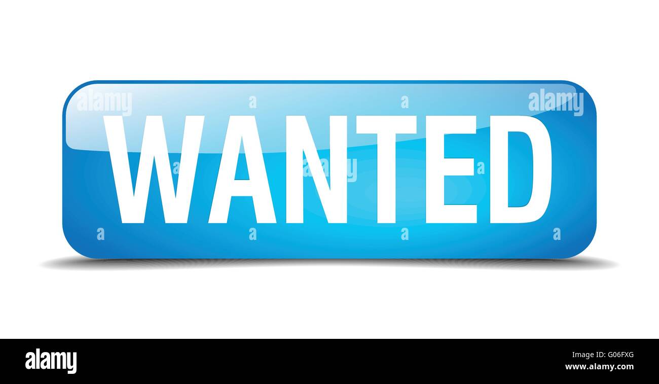 wanted blue square 3d realistic isolated web button Stock Vector Image ...