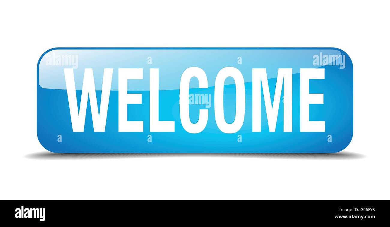 welcome blue square 3d realistic isolated web button Stock Vector Image ...