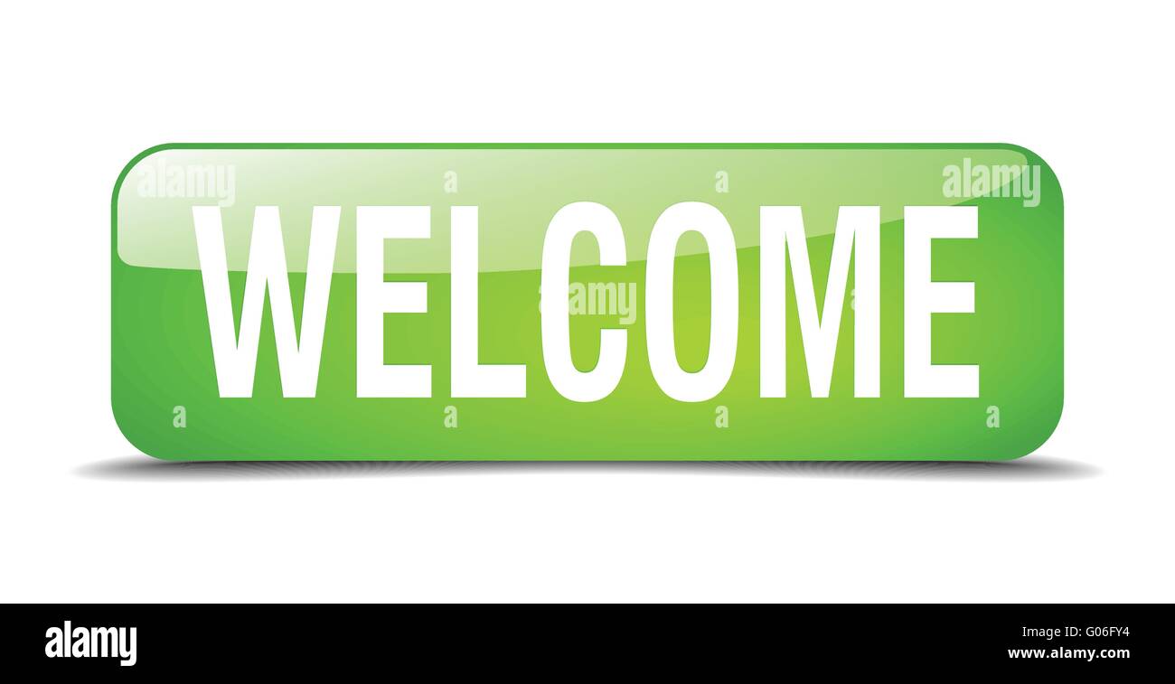 welcome green square 3d realistic isolated web button Stock Vector ...