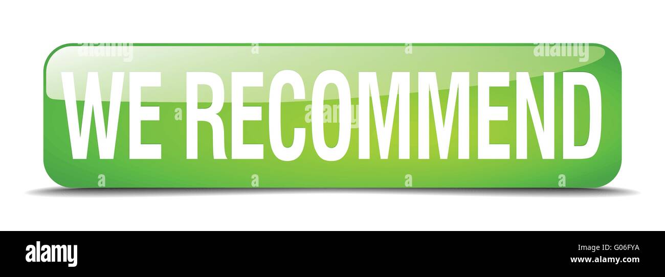 we recommend green square 3d realistic isolated web button Stock Vector ...