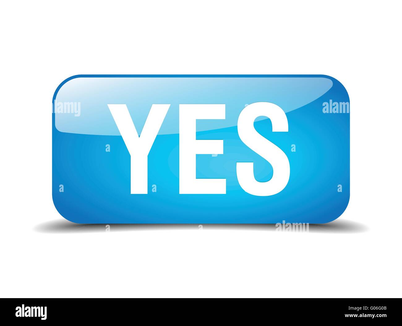 yes blue square 3d realistic isolated web button Stock Vector Image ...