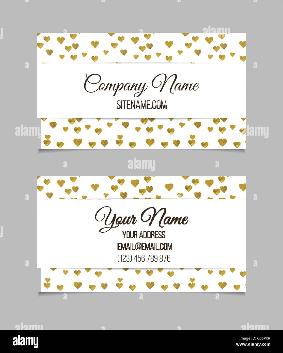 Visiting card with golden foil heart shape design Stock Vector Image ...