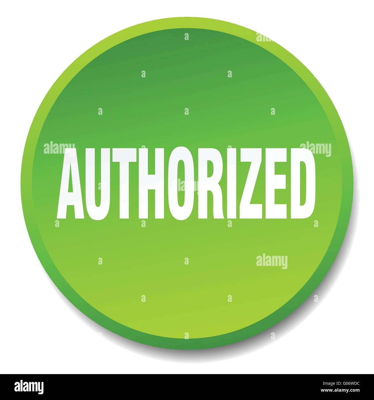 authorized green round flat isolated push button Stock Vector Image ...