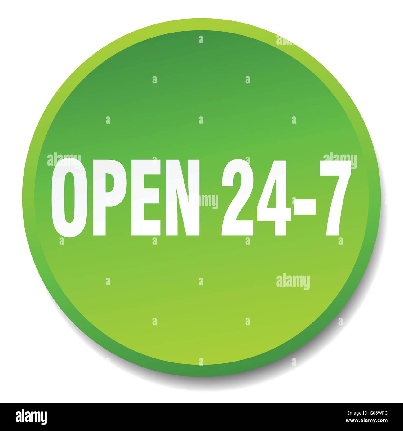 open 24 7 green round flat isolated push button Stock Vector Image & Art - Alamy