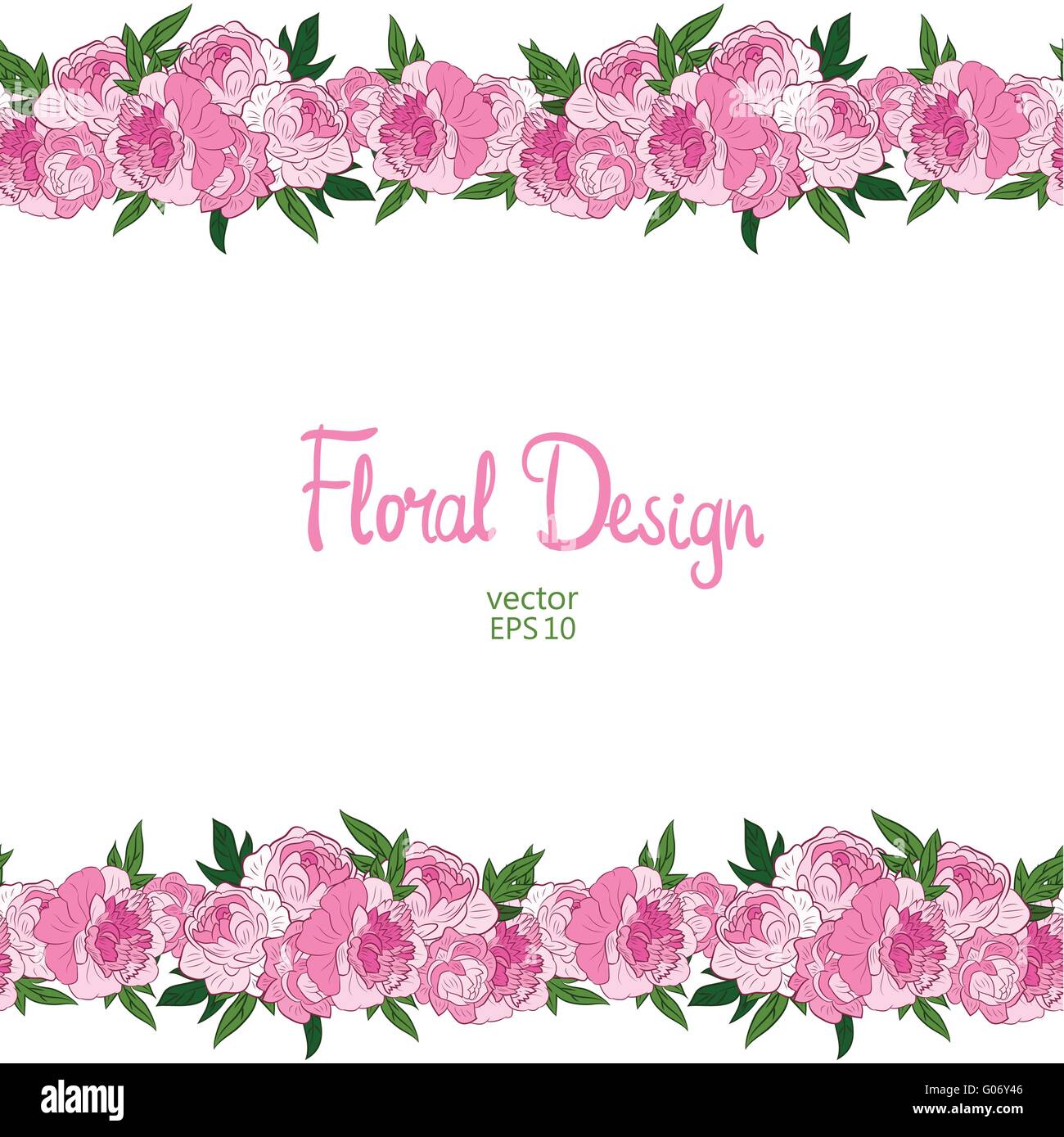 Vector border with peonies Stock Vector Image & Art - Alamy