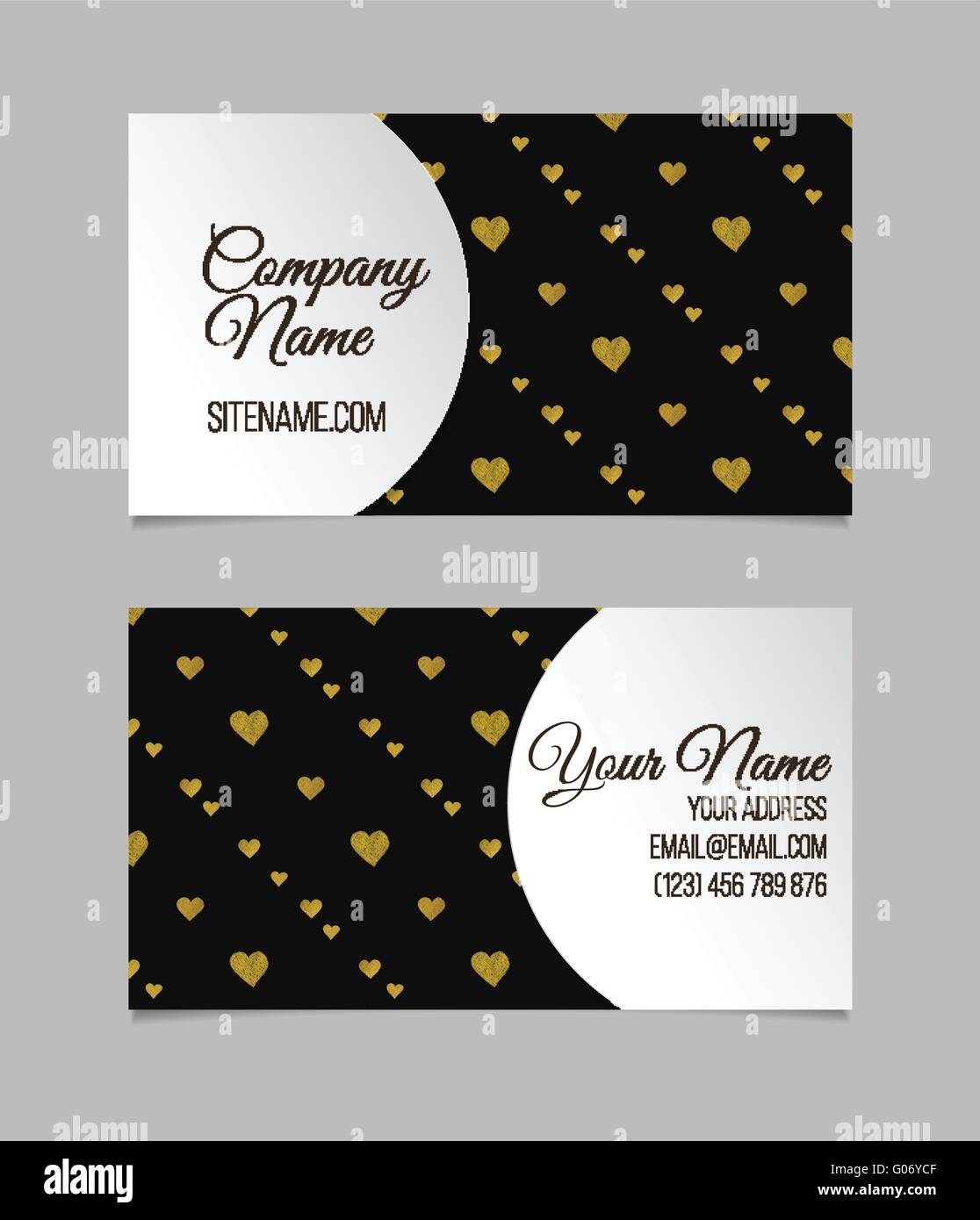 Visiting card with golden foil heart shape design Stock Vector Image ...