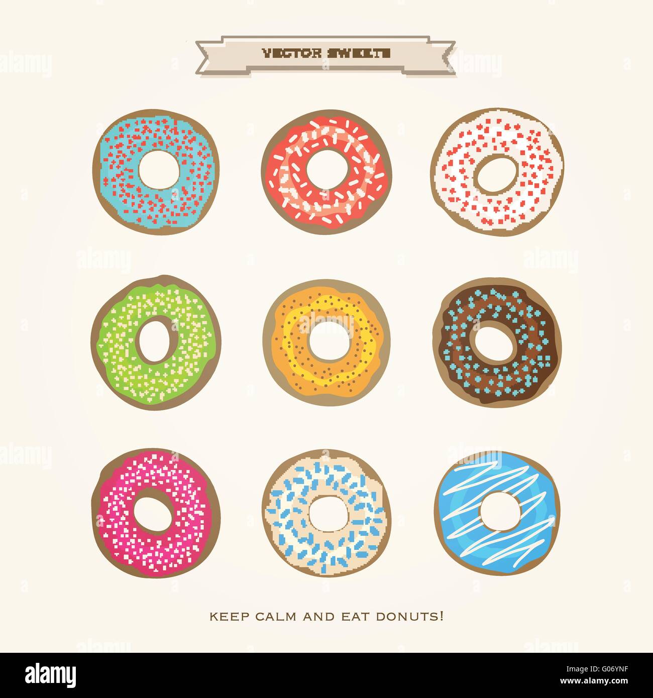 set of colorful donuts isolated on white paper background. vector ...