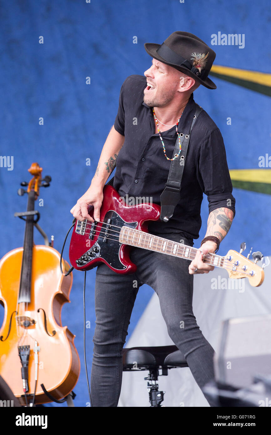 New Orleans, Louisiana, USA. 28th Apr, 2016. Bassist PHIL HANSEROTH ...