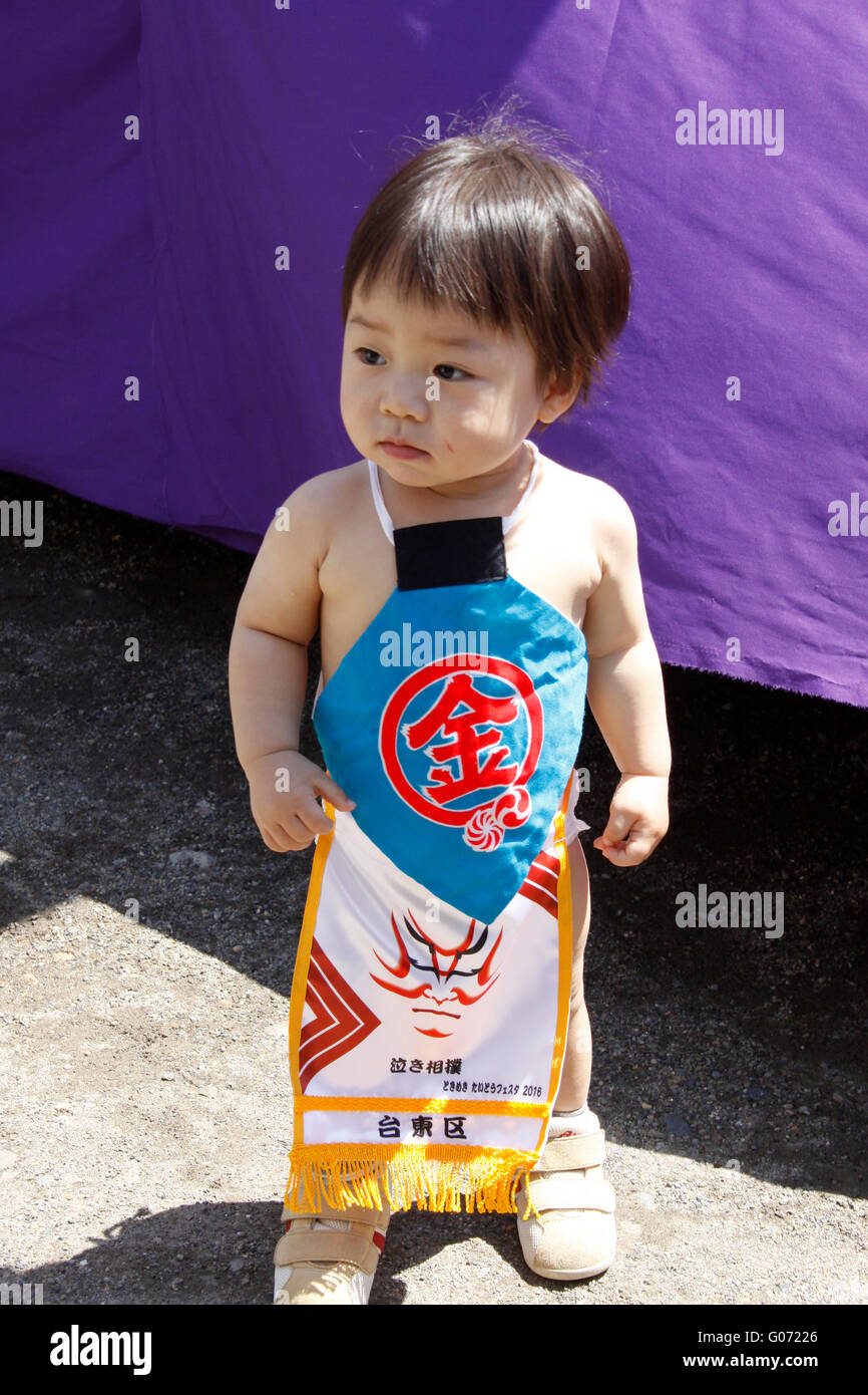 Tokyo, Japan. 29th April, 2016. Baby Crying Sumo, Naki-Zumo event was ...