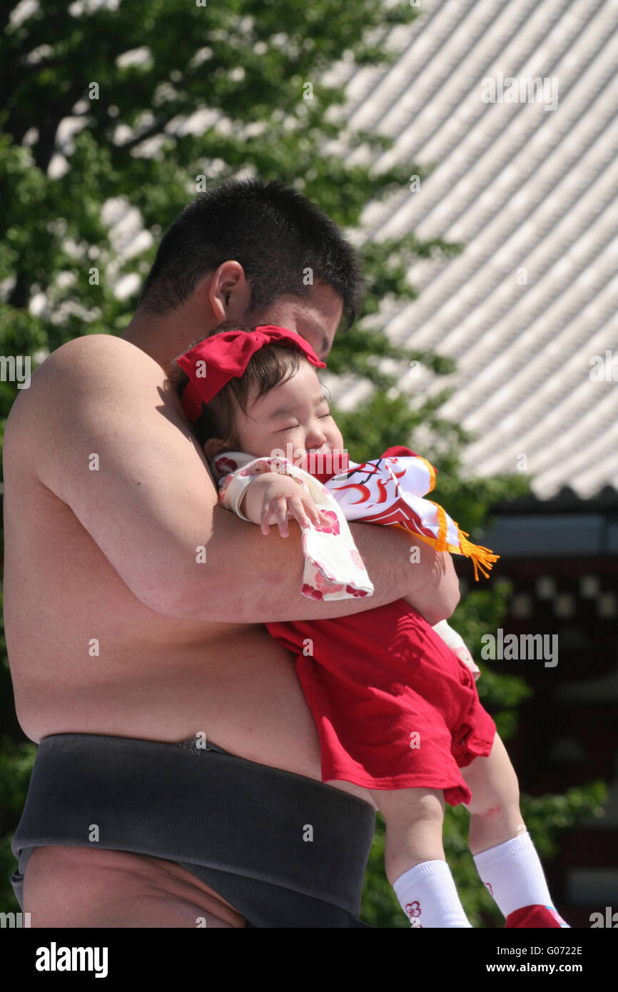 Tokyo, Japan. 29th April, 2016. Baby Crying Sumo, Naki-Zumo event was ...