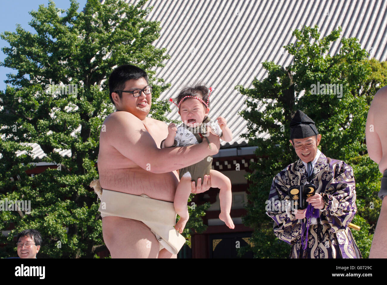 Tokyo, Japan. 29th April, 2016. Baby Crying Sumo, Naki-Zumo event was ...