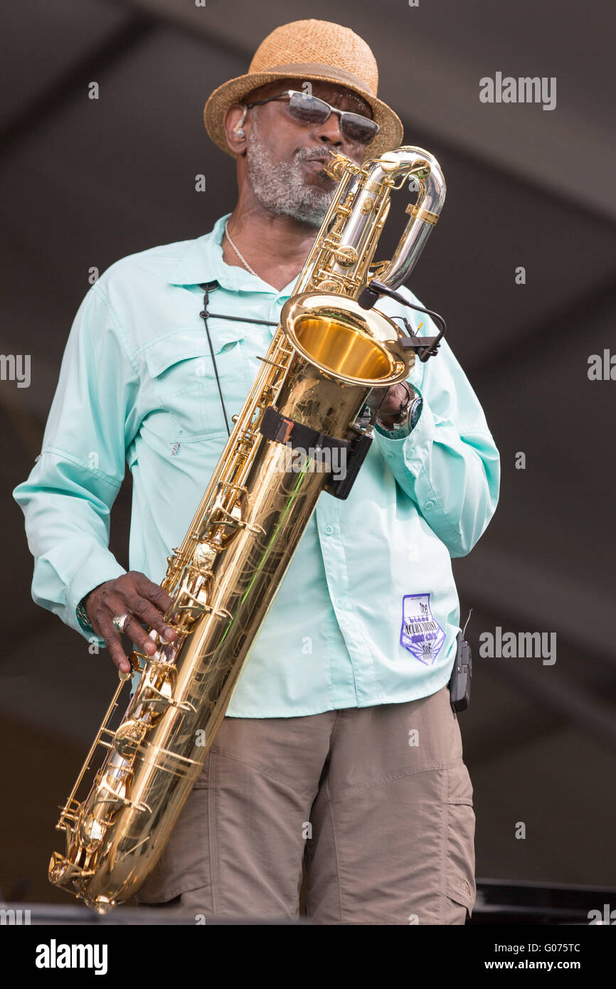 New Orleans, Louisiana, USA. 29th Apr, 2016. Musician ROGER LEWIS of ...