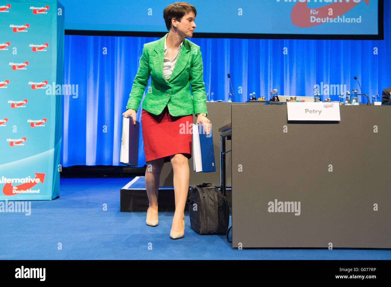 Stuttgart, Germany. 30th Apr, 2016. AfD party leader Frauke Petry walks ...
