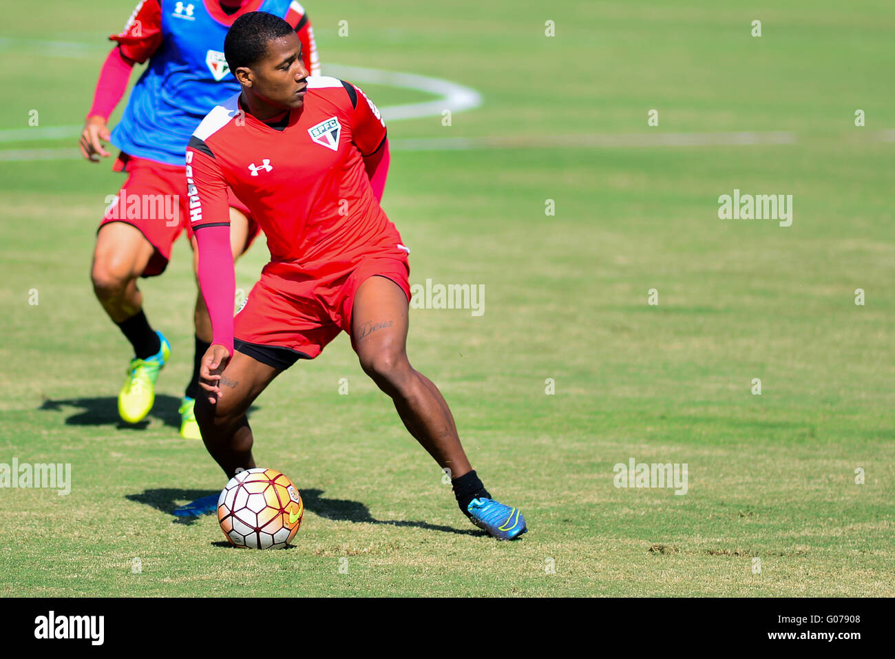 SAO PAULO, Brazil - 30/04/2015: TRAINING SPFC - Guisao during training ...