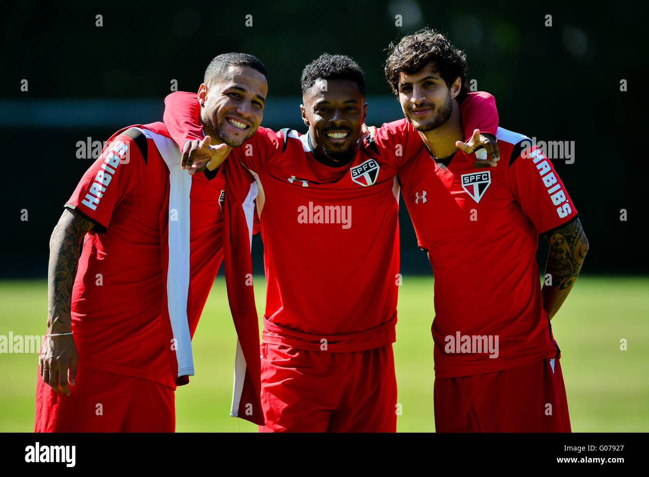 SAO PAULO, Brazil - 04/30/2015: TRAINING SPFC - Bruno, Michel Bastos ...