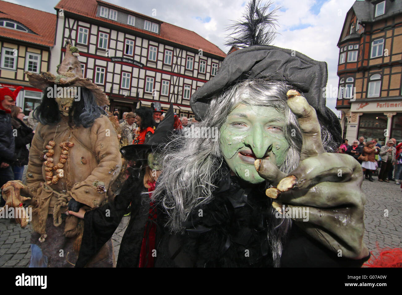 Wernigerode, Germany. 30th Apr, 2016. People dressed as witches and ...