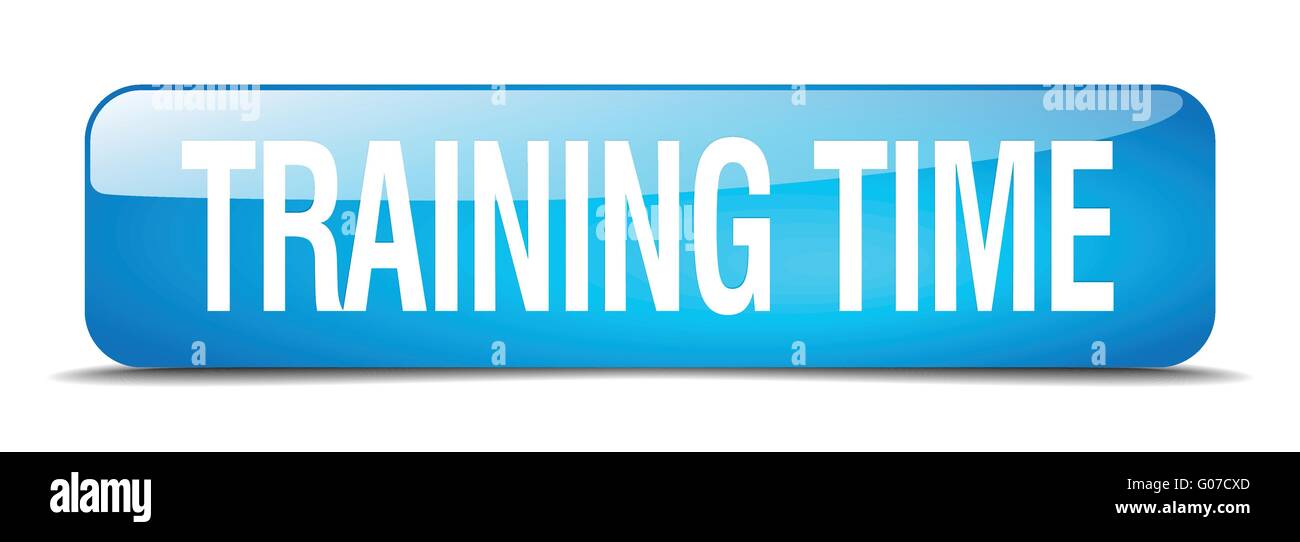 training time blue square 3d realistic isolated web button Stock Vector ...