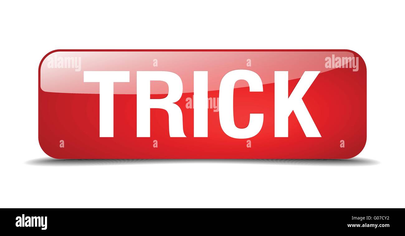 trick red square 3d realistic isolated web button Stock Vector Image ...