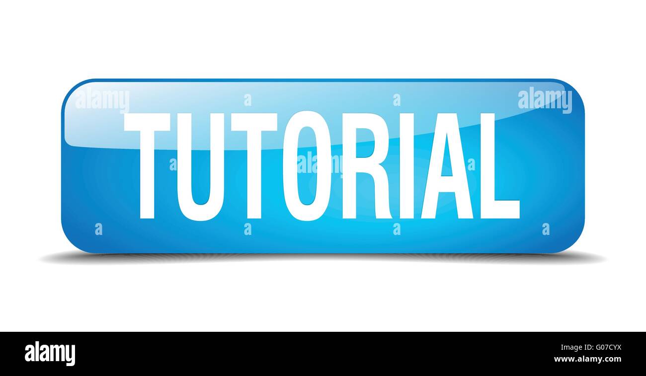 tutorial blue square 3d realistic isolated web button Stock Vector ...