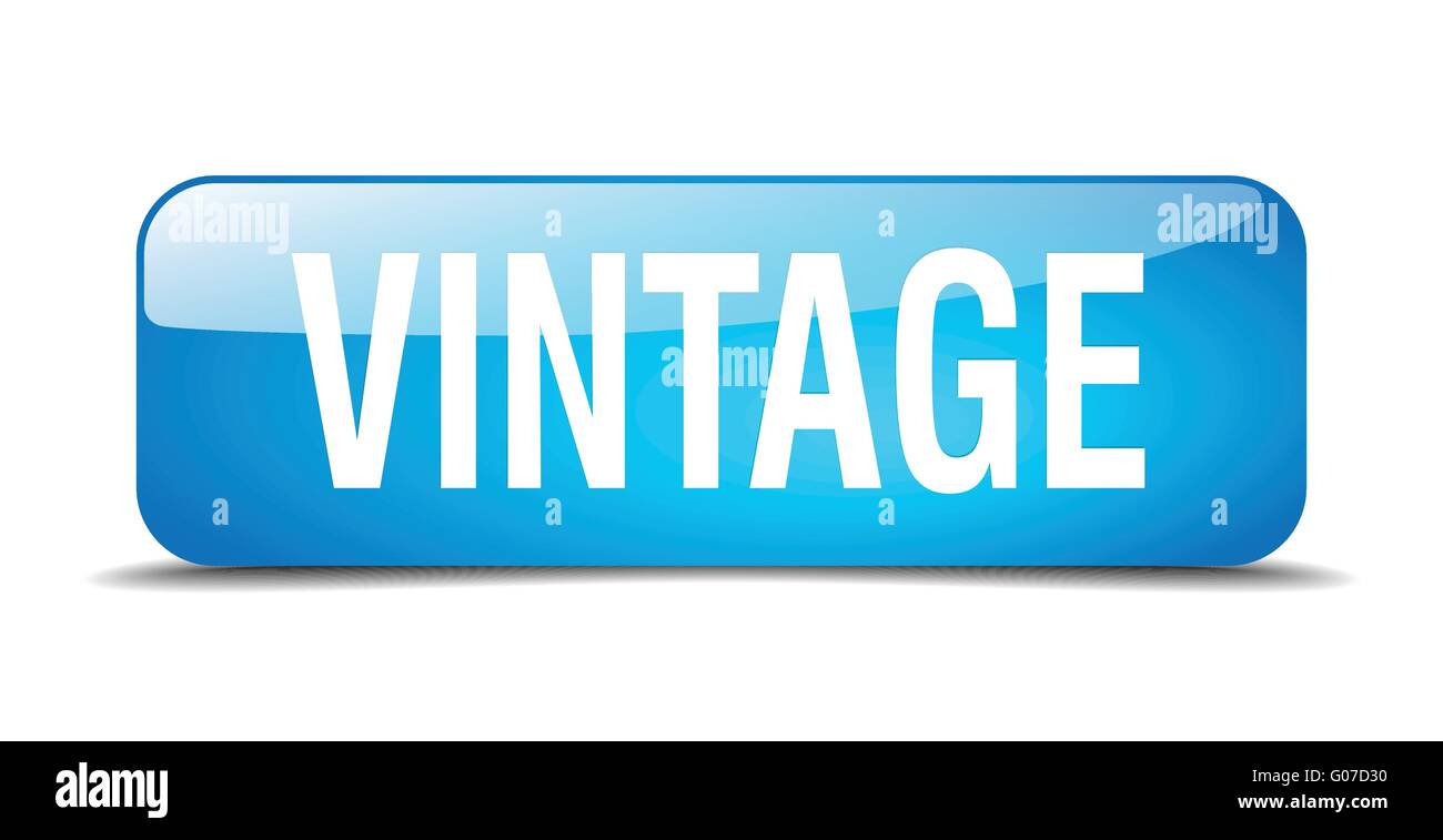 vintage blue square 3d realistic isolated web button Stock Vector Image ...