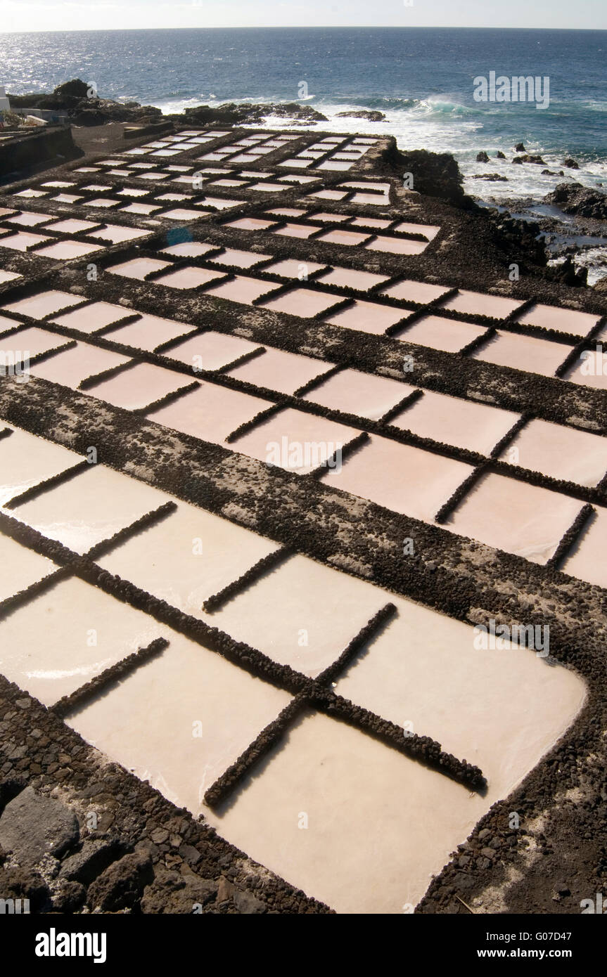 salt pan pans saltpan saltpans Salinas Marinas de Fuencaliente de la ...