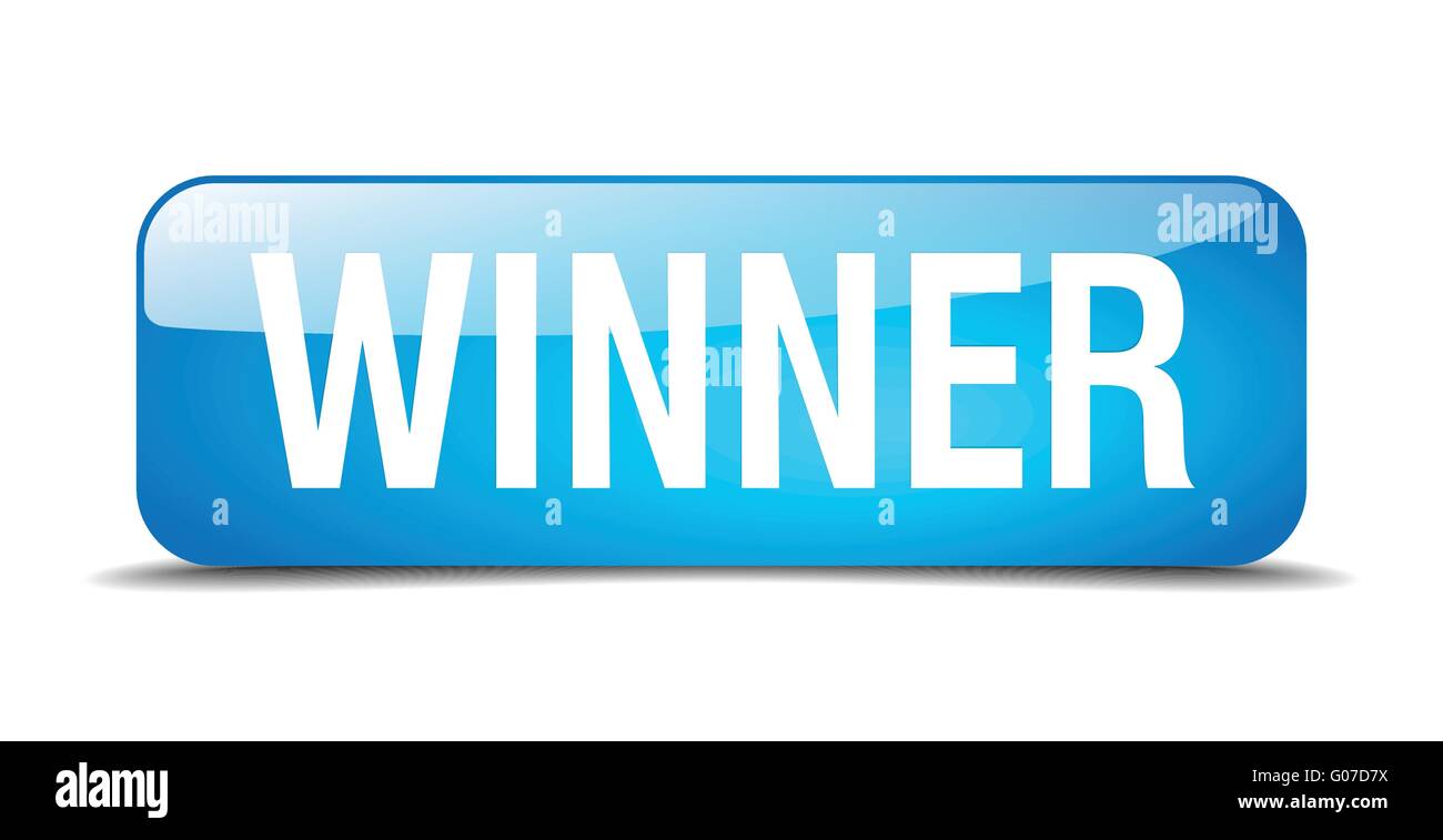 winner blue square 3d realistic isolated web button Stock Vector Image ...