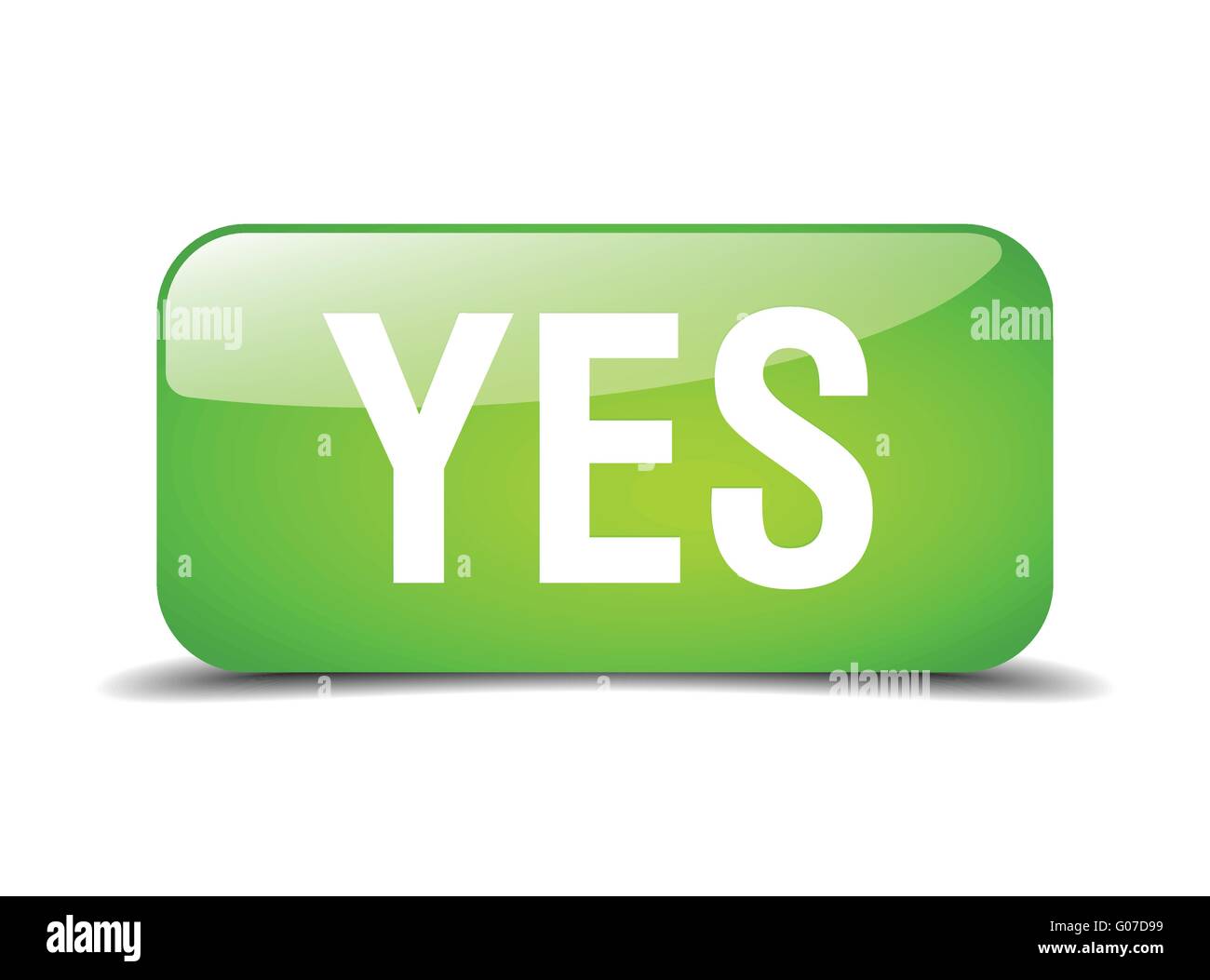 yes green square 3d realistic isolated web button Stock Vector Image ...
