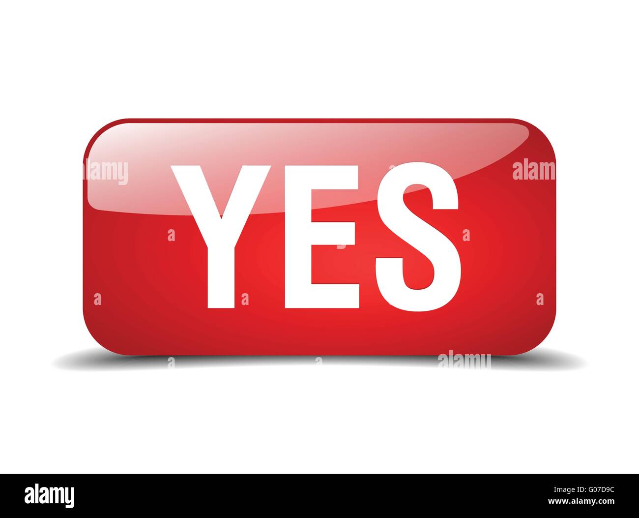 yes red square 3d realistic isolated web button Stock Vector Image ...