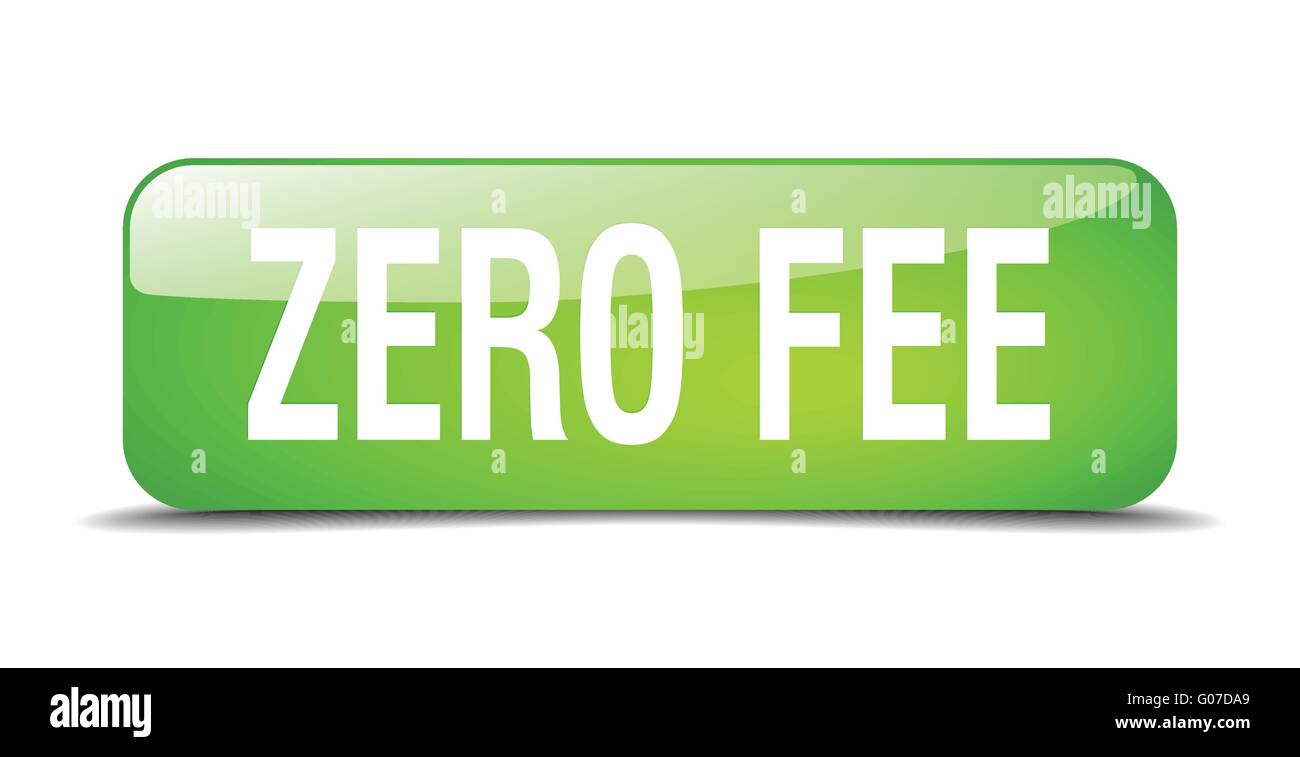 zero fee green square 3d realistic isolated web button Stock Vector ...