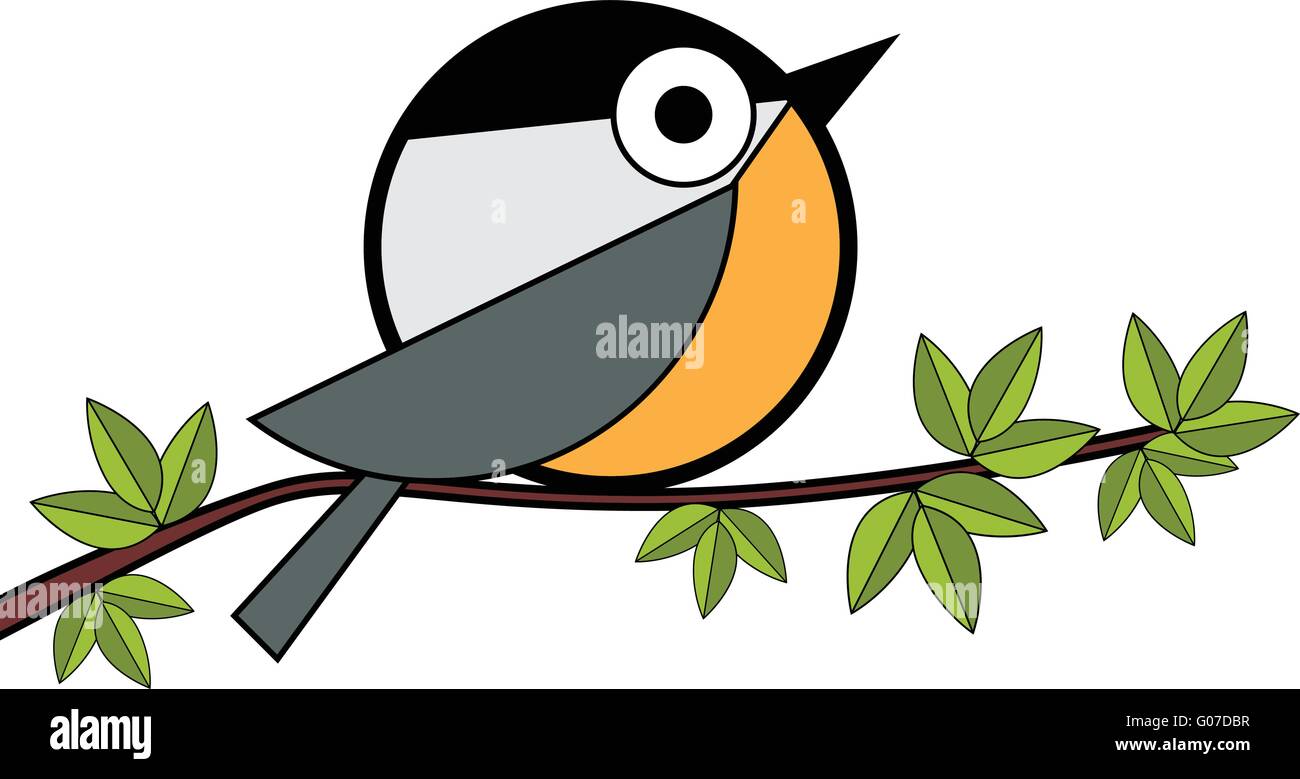 One Tit Sitting On A Tree Branch Stock Vector Image And Art Alamy