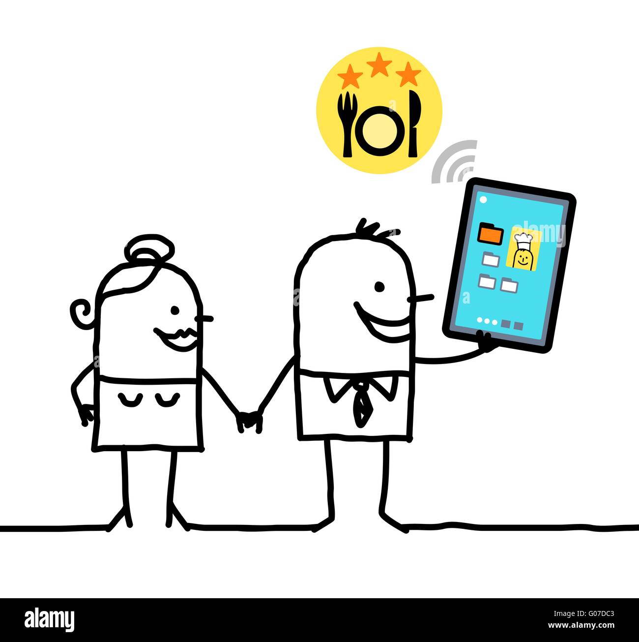 cartoon character with tablet - restaurant Stock Vector Image & Art - Alamy