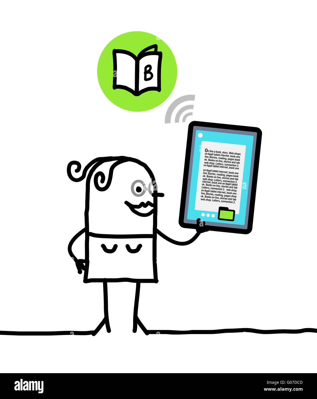 cartoon character with tablet - book Stock Vector Image & Art - Alamy