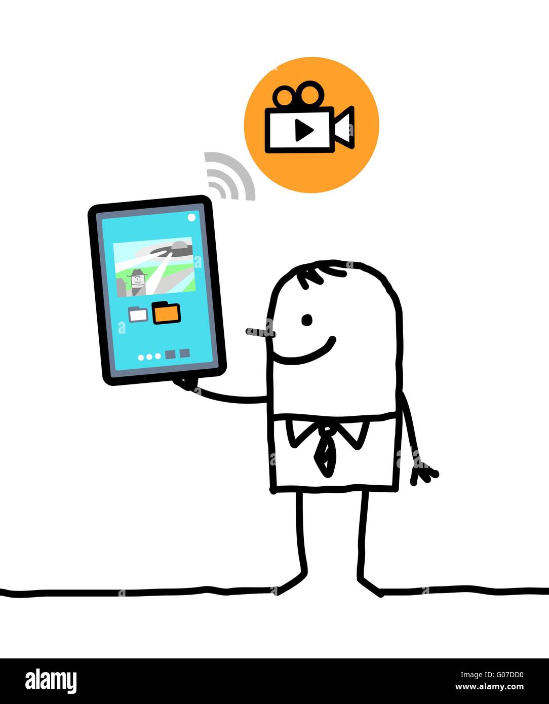 cartoon character with tablet - video Stock Vector Image & Art - Alamy