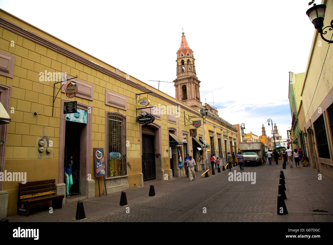 Colorfull street at aguascalientes downtown, mexico Stock Photo - Alamy