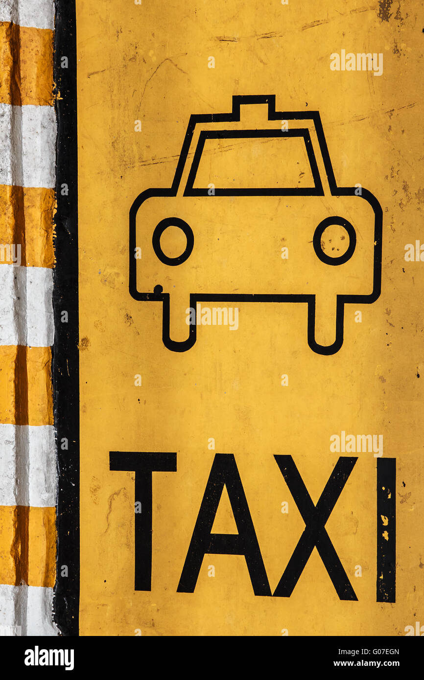 taxi parking lot, Traffic Sign Stock Photo - Alamy