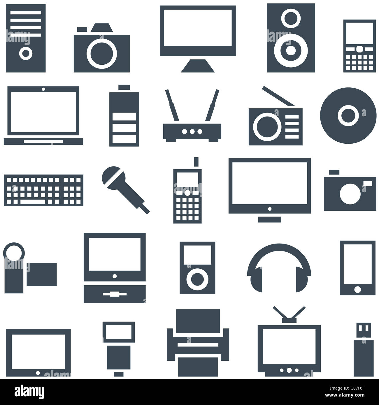 Icon set gadgets, computer equipment and electronics Stock Photo - Alamy