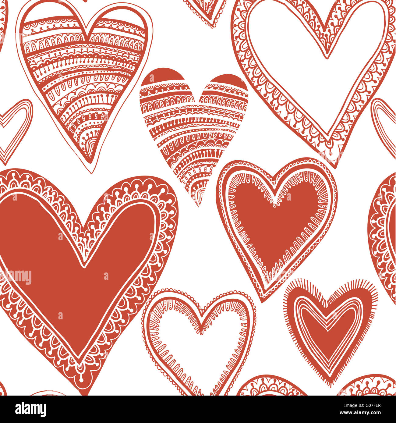 Seamless hand-drawn heart pattern Stock Photo - Alamy