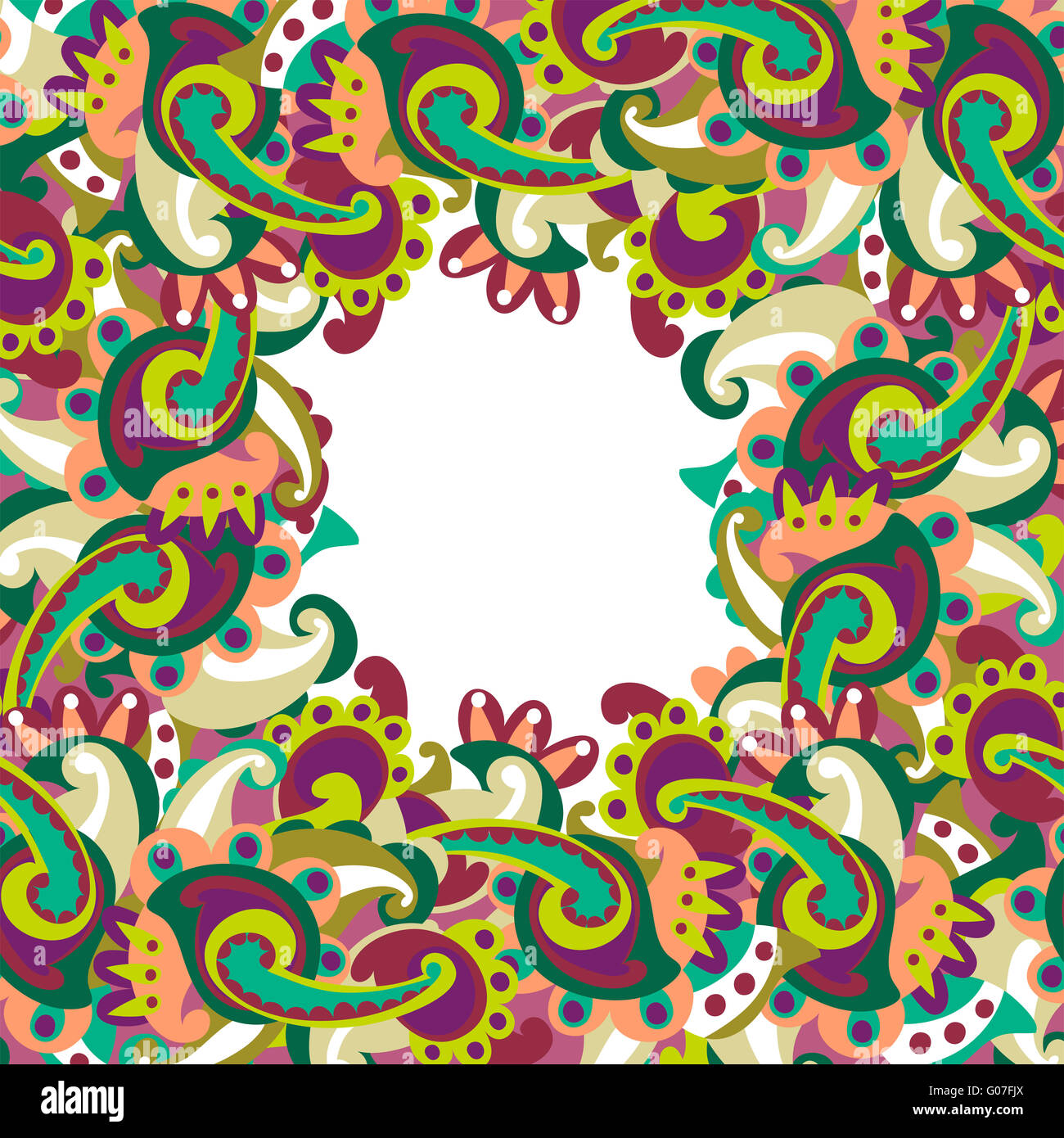 Colourful paisley frame Stock Photo - Alamy