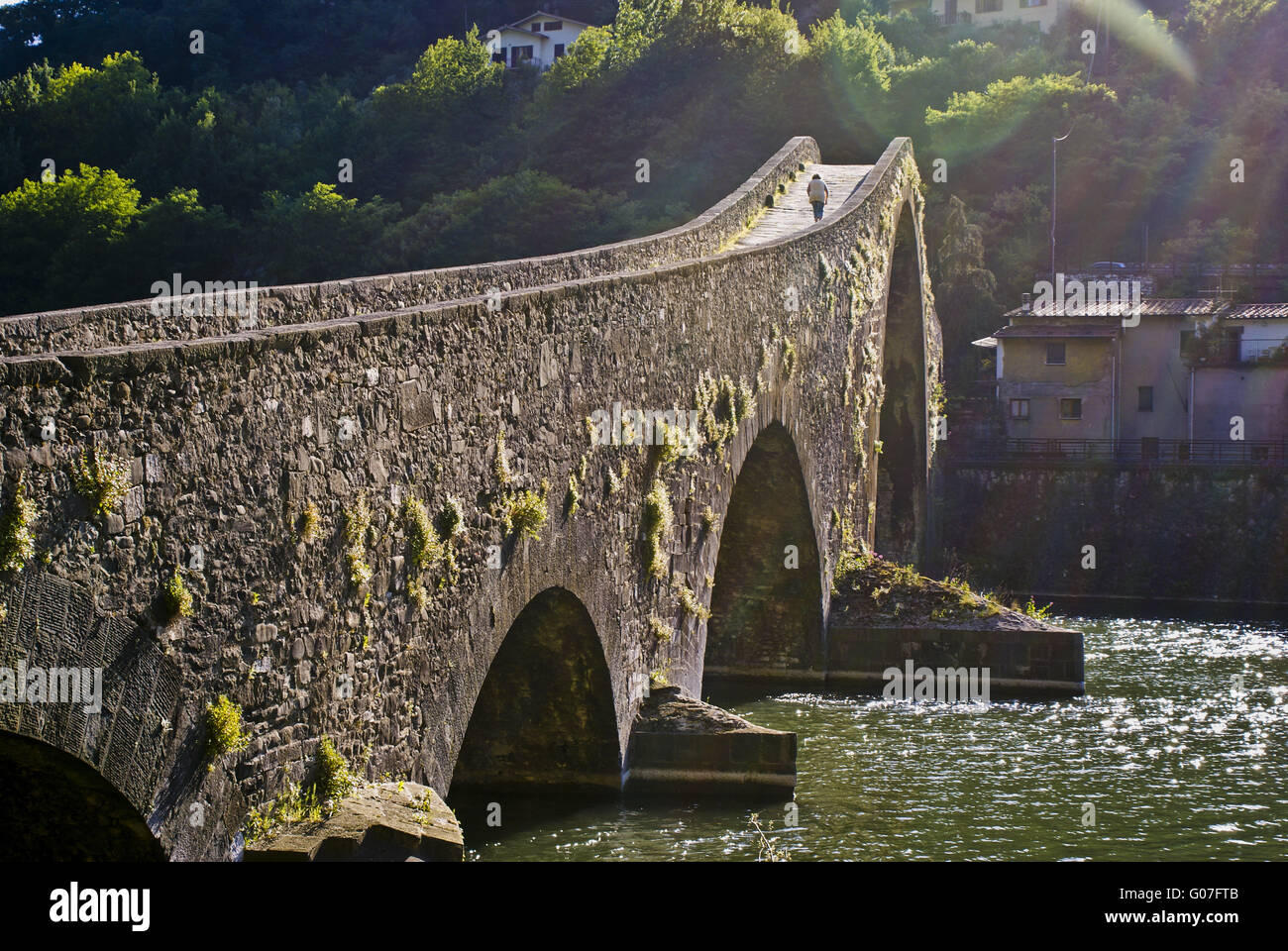Devil's bridge with Lucca, Tuscany, Italy Stock Photo - Alamy